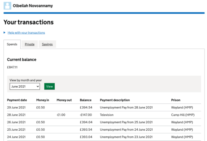 Giving people in prison access to their financial transactions ...